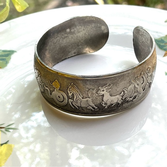 Jewelry | Vintage Tribal Mythical Wild Animal Symbols Engraved ...